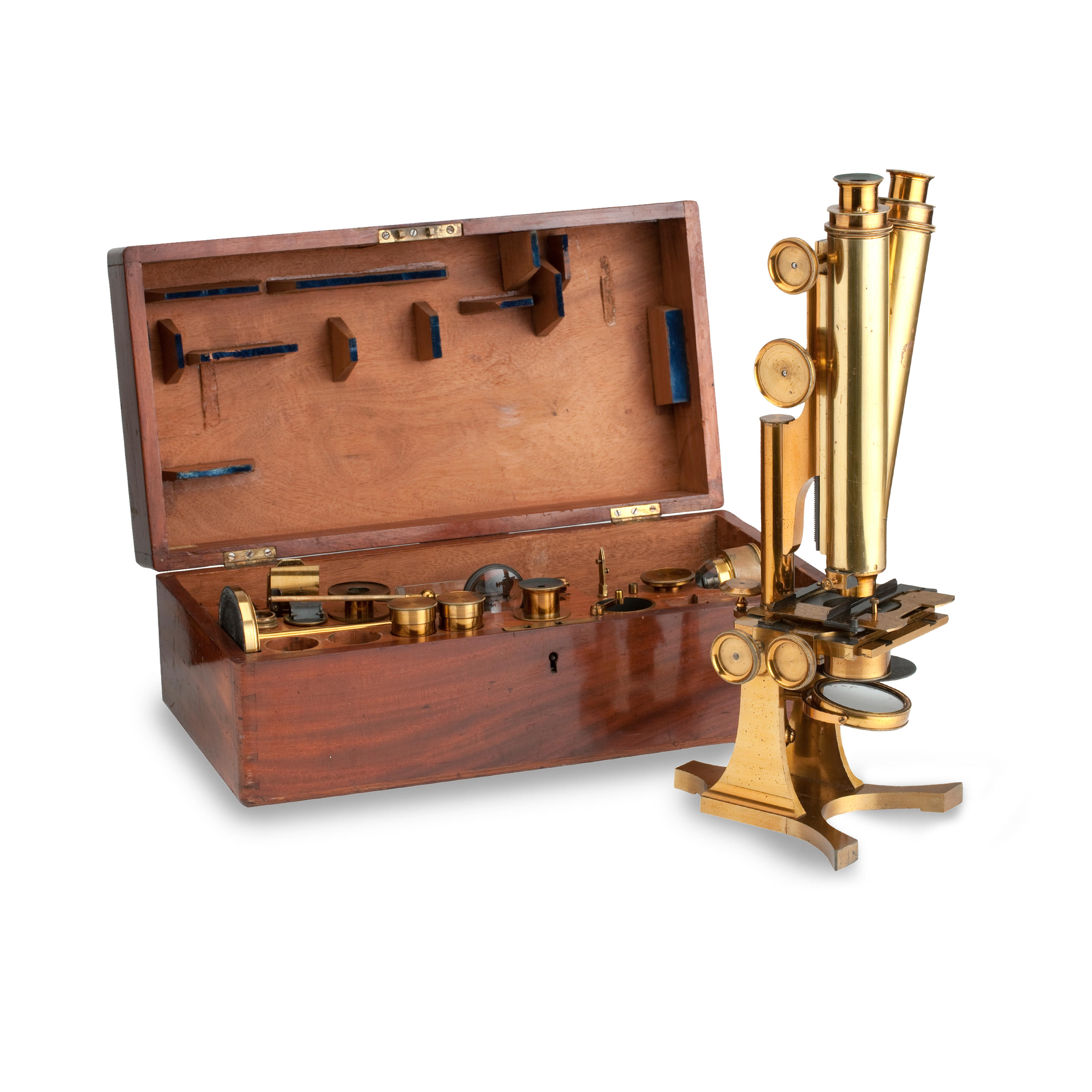 Bonhams : A Smith & Beck brass compound binocular microscope, English ...