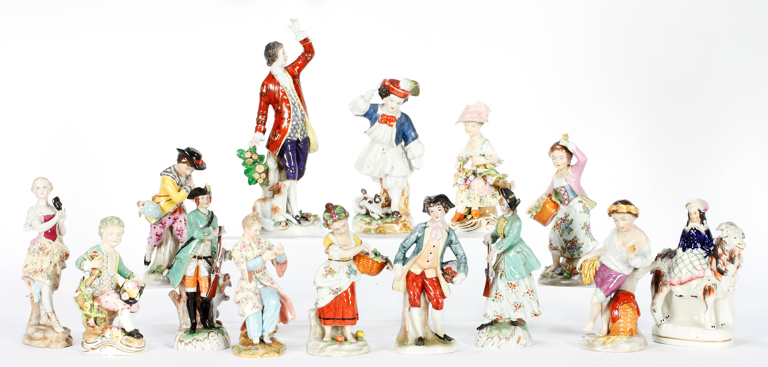 Bonhams : A group of 14 English and European porcelain figures in the ...