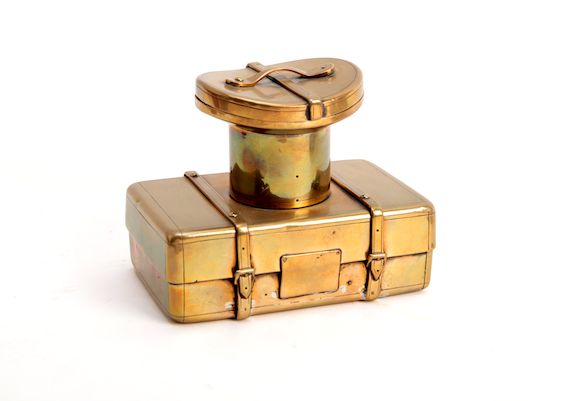 Bonhams : A 19th century brass novelty inkwell in the form of a top hat ...
