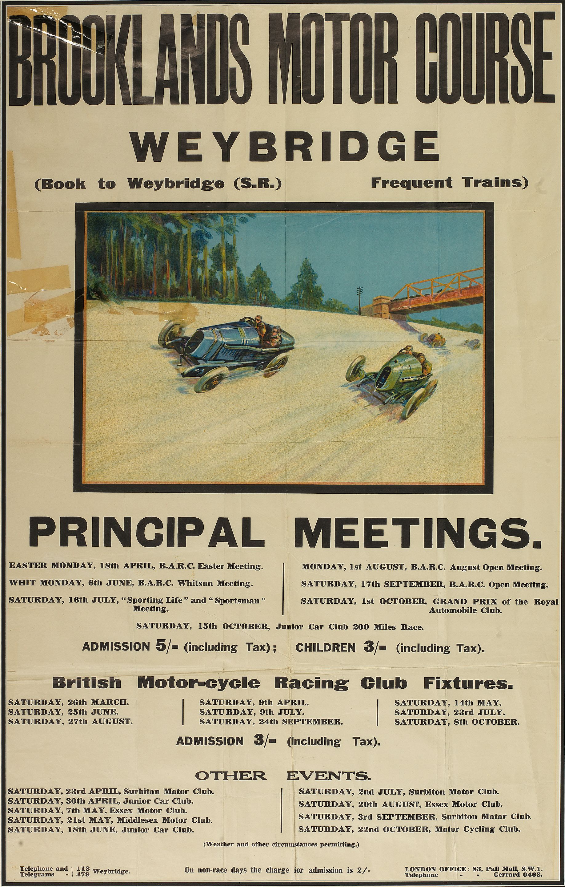 Bonhams Cars : A rare Brooklands Motor Course race meetings advertising ...