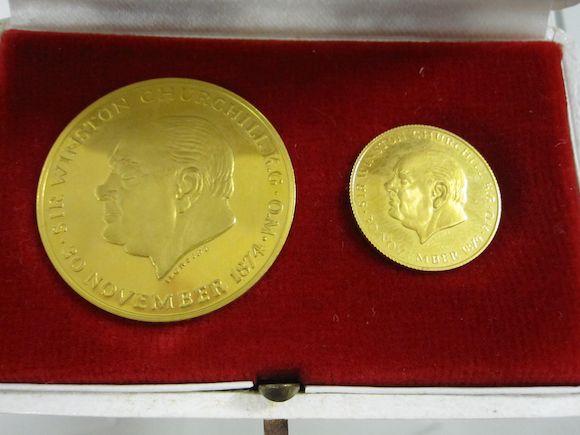 Bonhams : Sir Winston Churchill, a pair of gold medals with Sir Winston ...