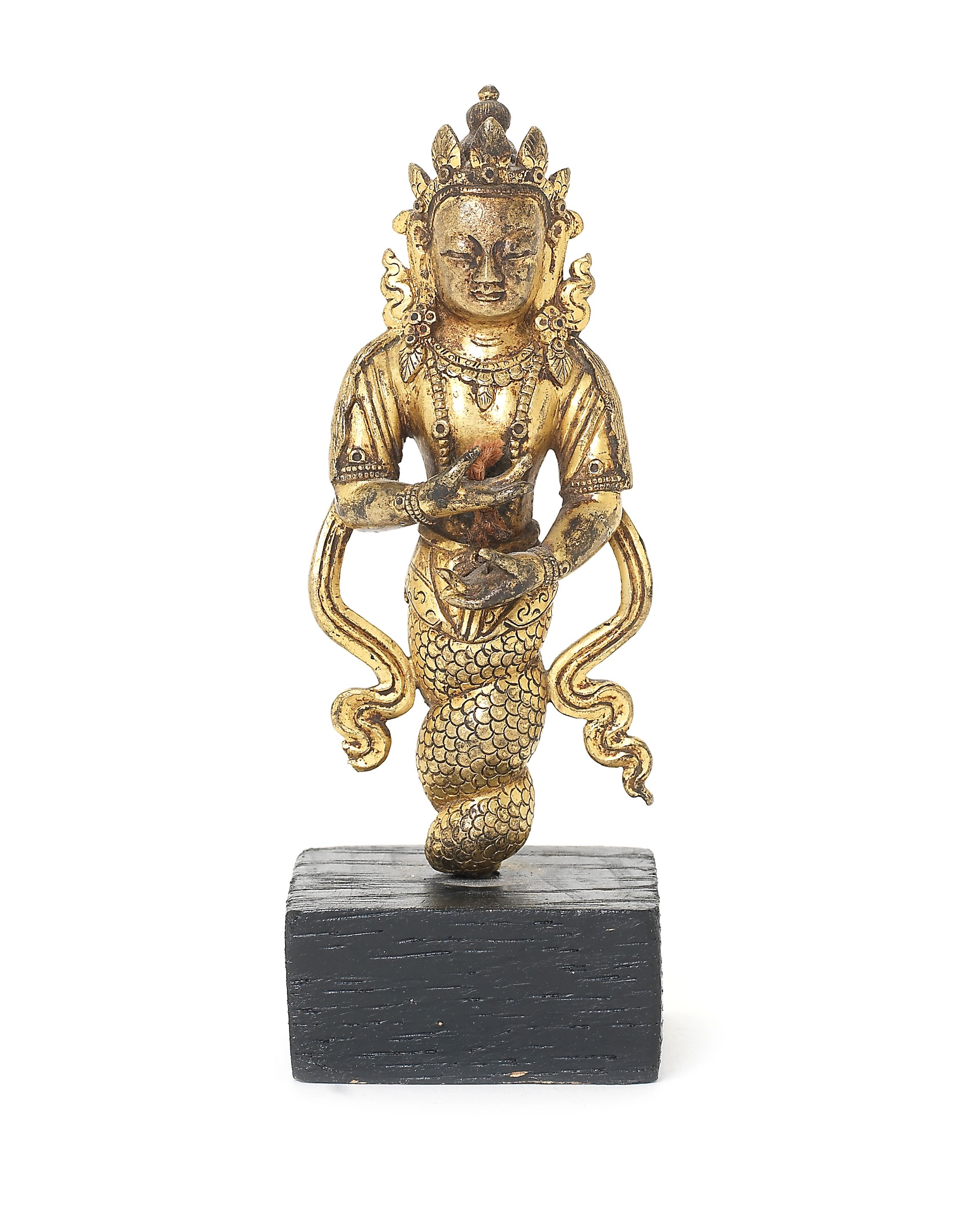 Bonhams : A Tibetan gilt bronze figure of Naga 18th century (2)