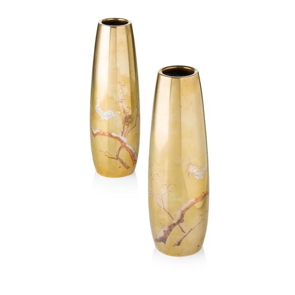 Bonhams : A pair of bronze vases By the Kuroda Company, Meiji