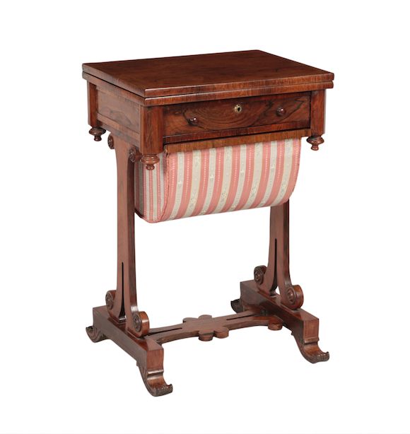 Bonhams : A rosewood work/games table, Second-quarter 19th Century