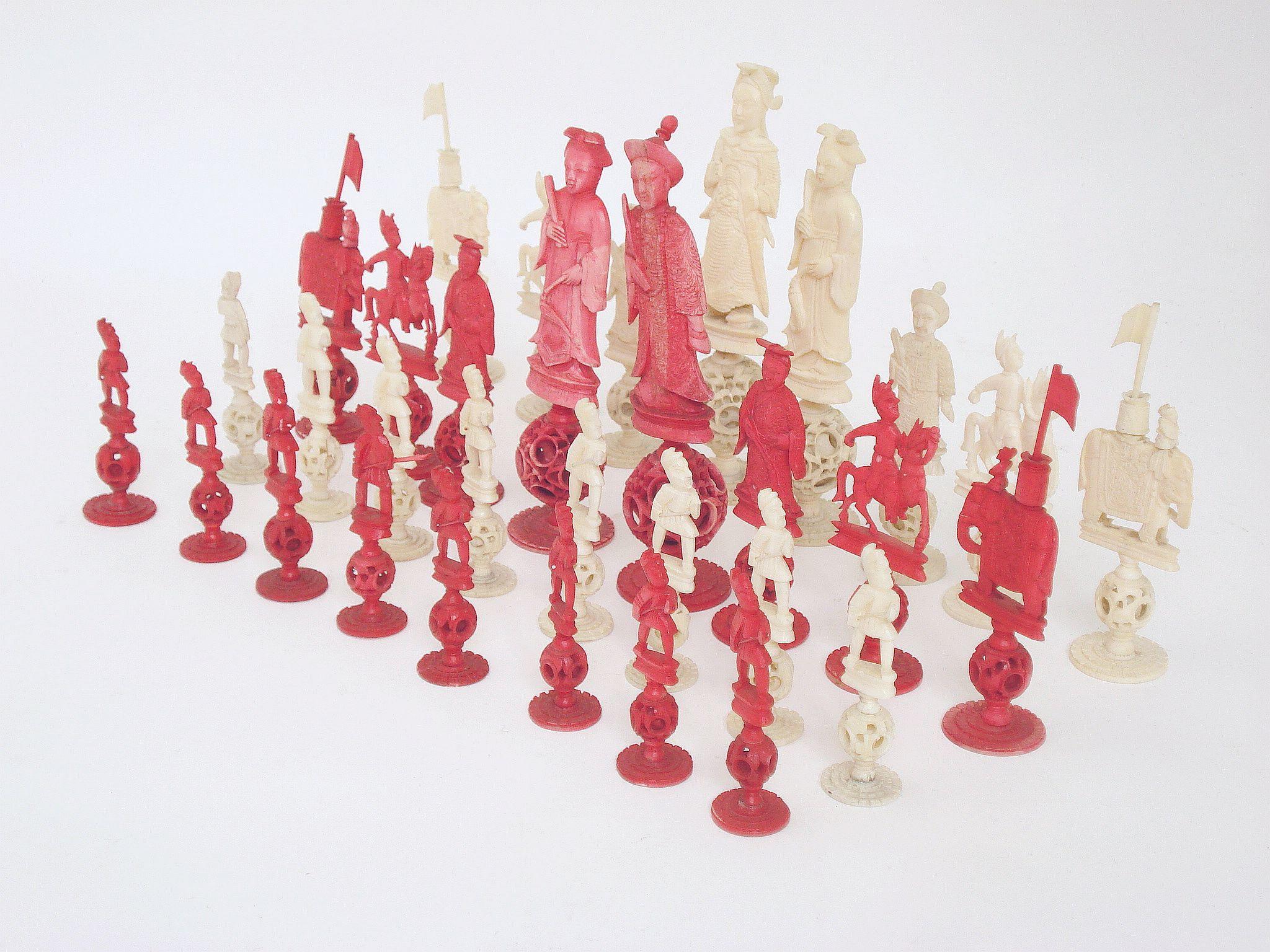 Bonhams An Export Ivory Chess Set 19th Century