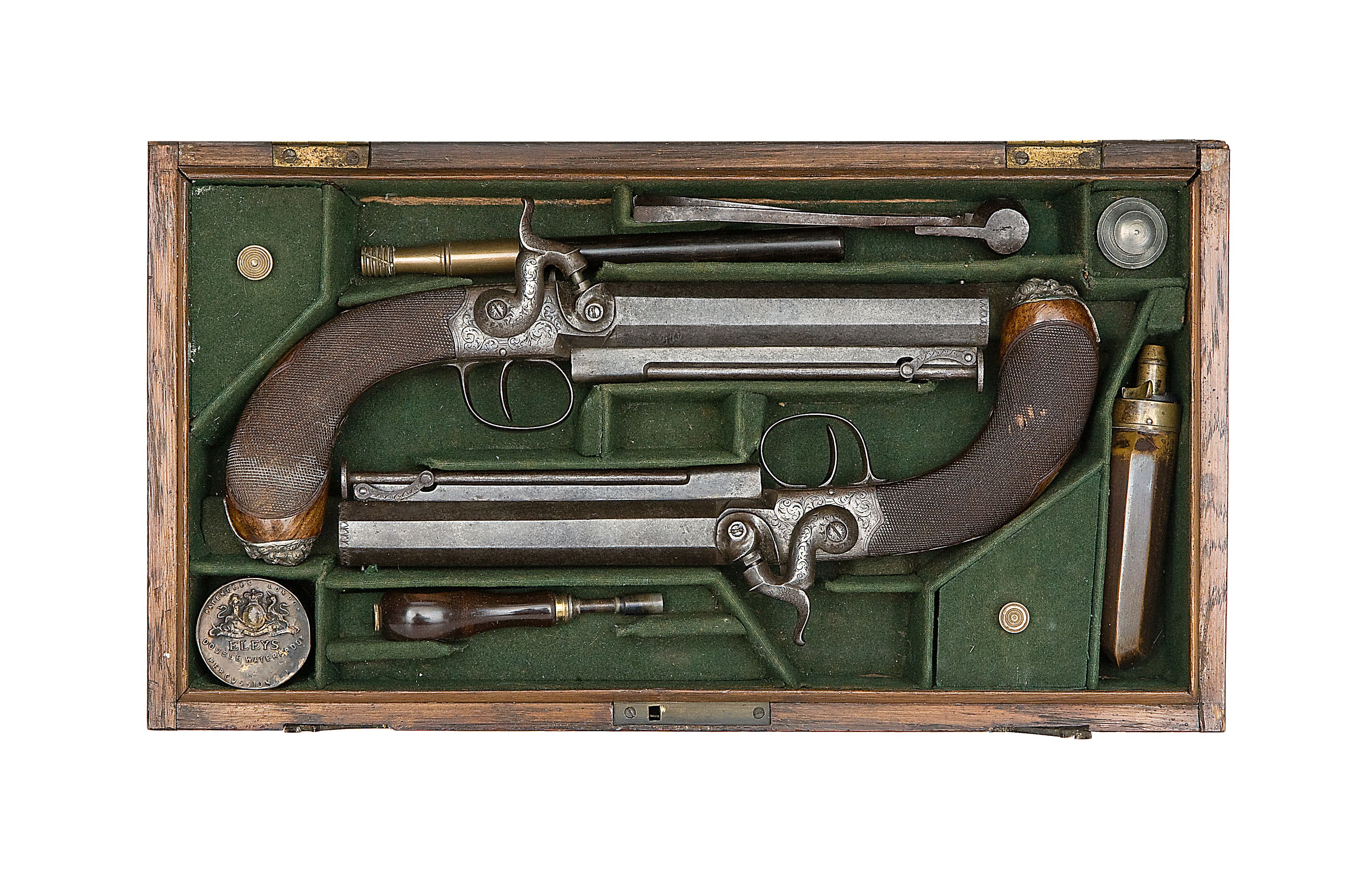 Bonhams : A Cased Pair Of Percussion Box-Lock Belt Pistols Of Carbine Bore