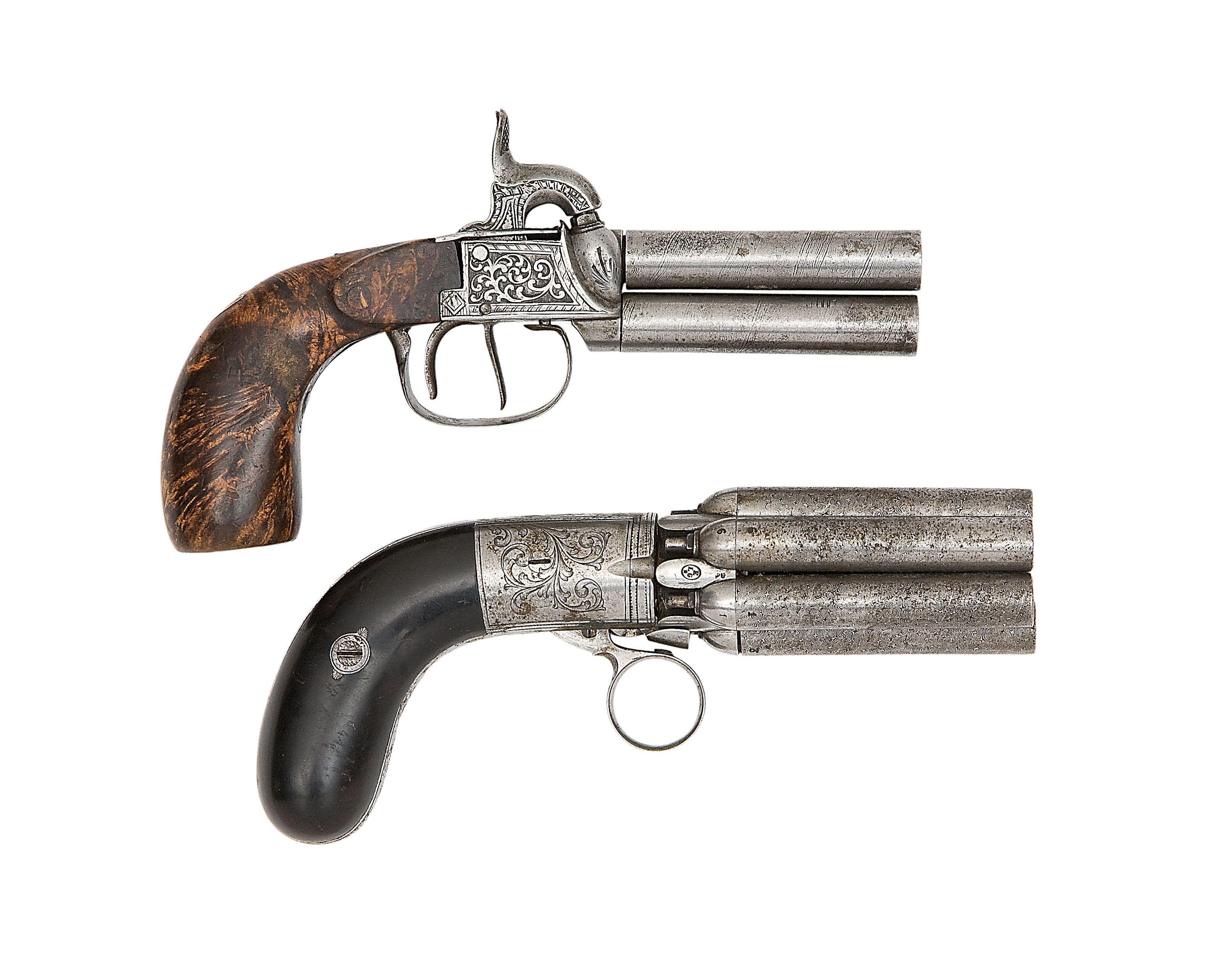 Bonhams : A Liège 80-Bore Percussion Over-And-Under Box-Lock Pistol ...