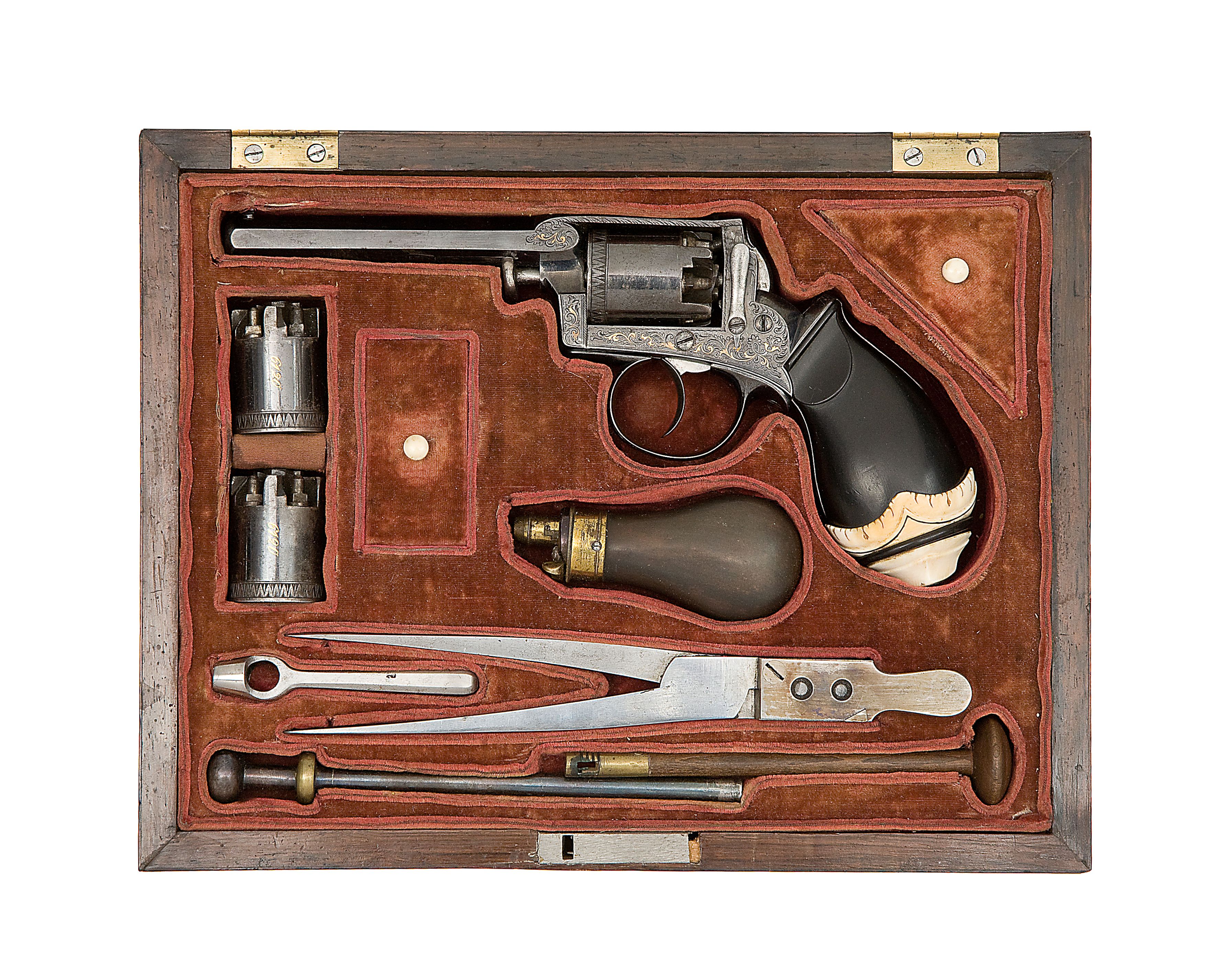 Bonhams : A Fine Cased Continental Small-Bore Five-Shot Percussion ...