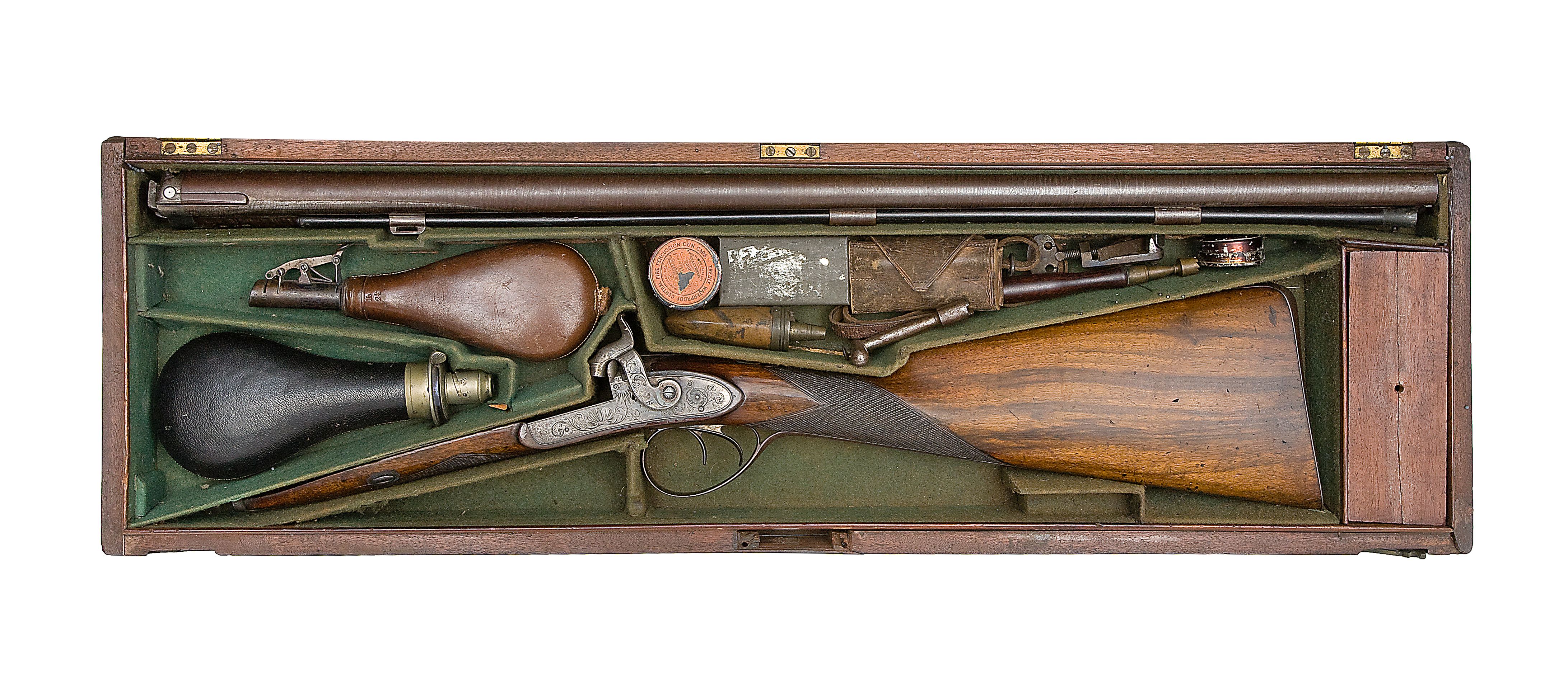 Bonhams : A Cased 15-Bore D.B. Percussion Sporting Gun