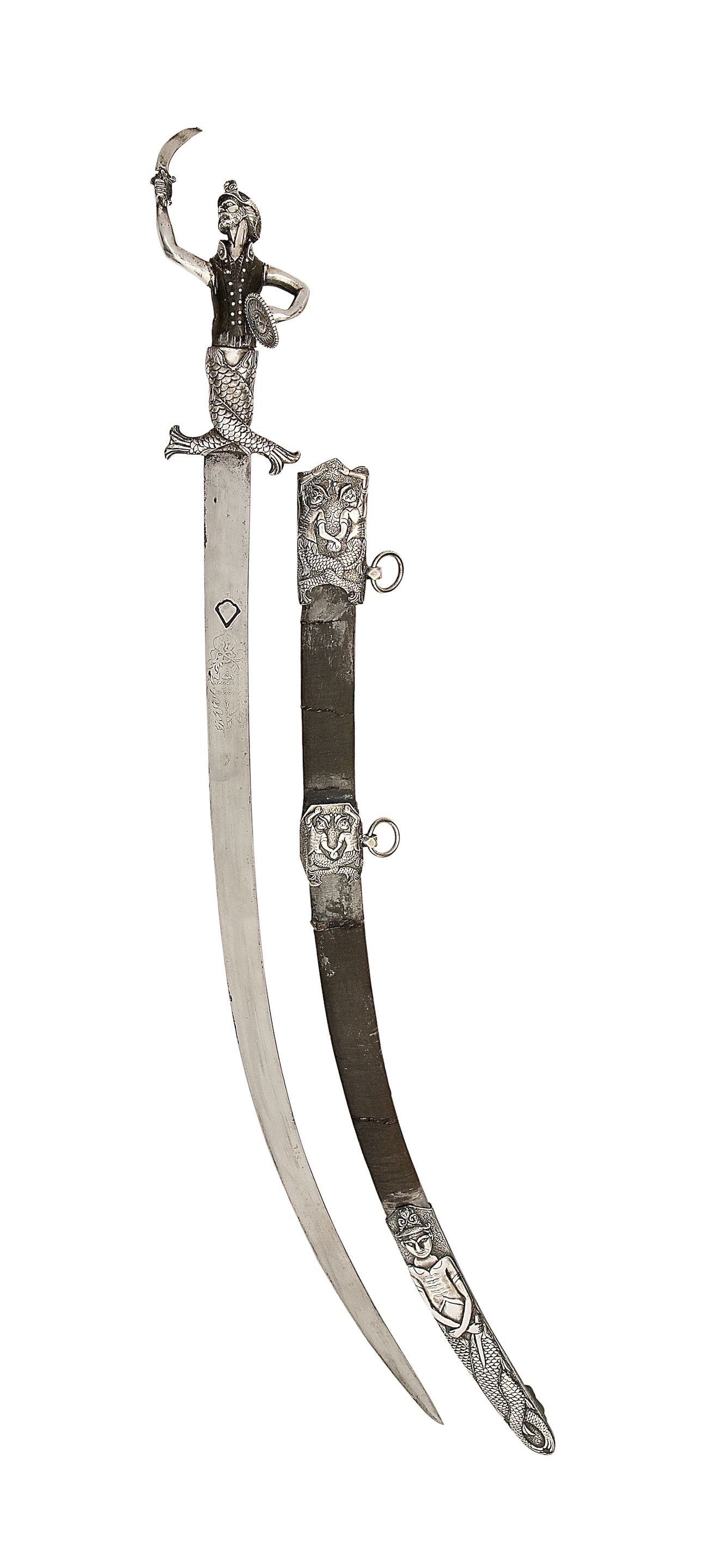 Bonhams : A Highly Unusual Indian Silver-Mounted Sabre Relating To The ...