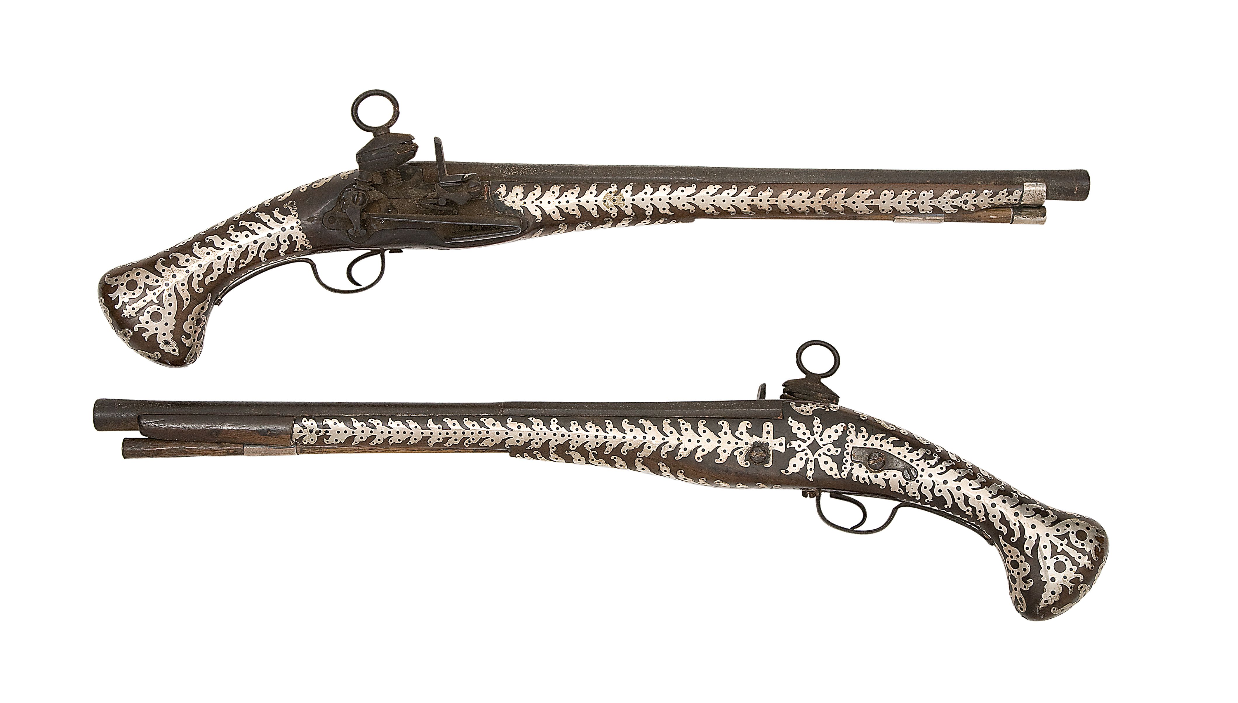 Bonhams : A Very Rare Pair of 22-Bore Long Flintlock Belt Pistols