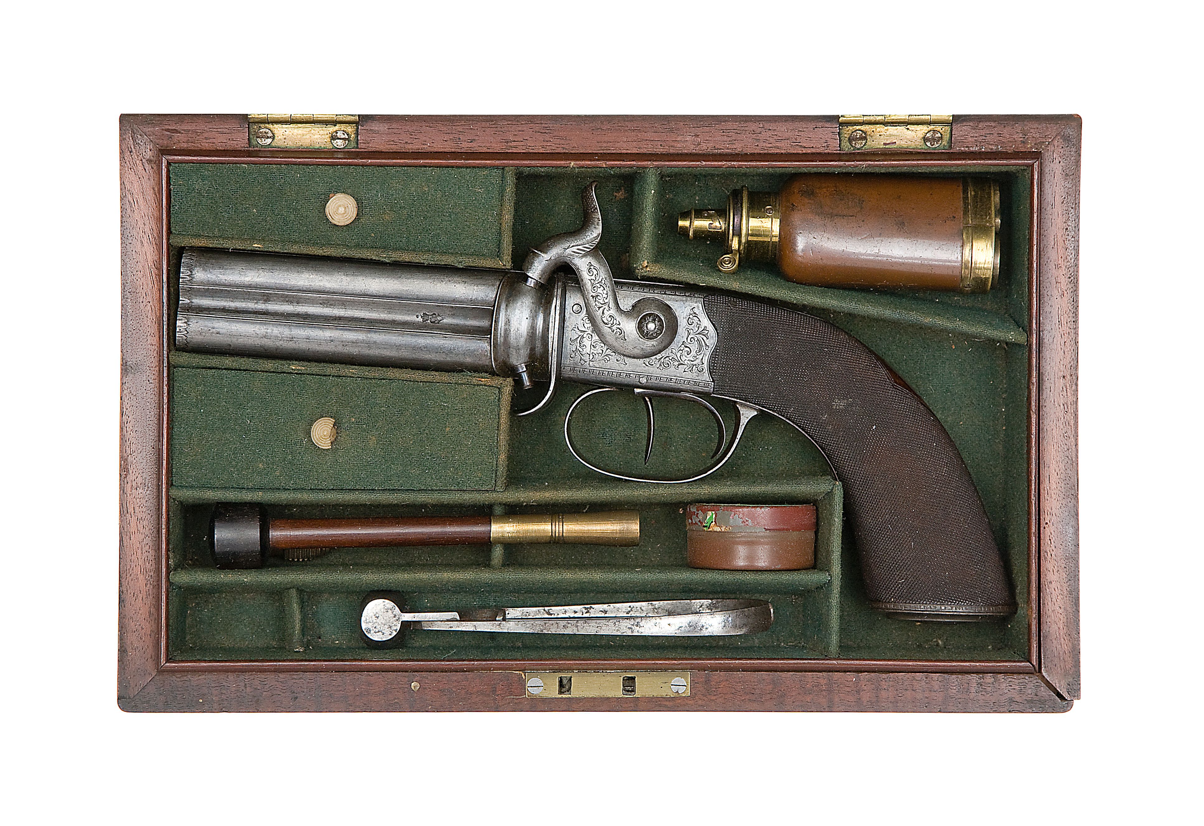 Bonhams : A Cased 50-Bore Four-Barrelled Percussion Box-Lock Turn-Over ...