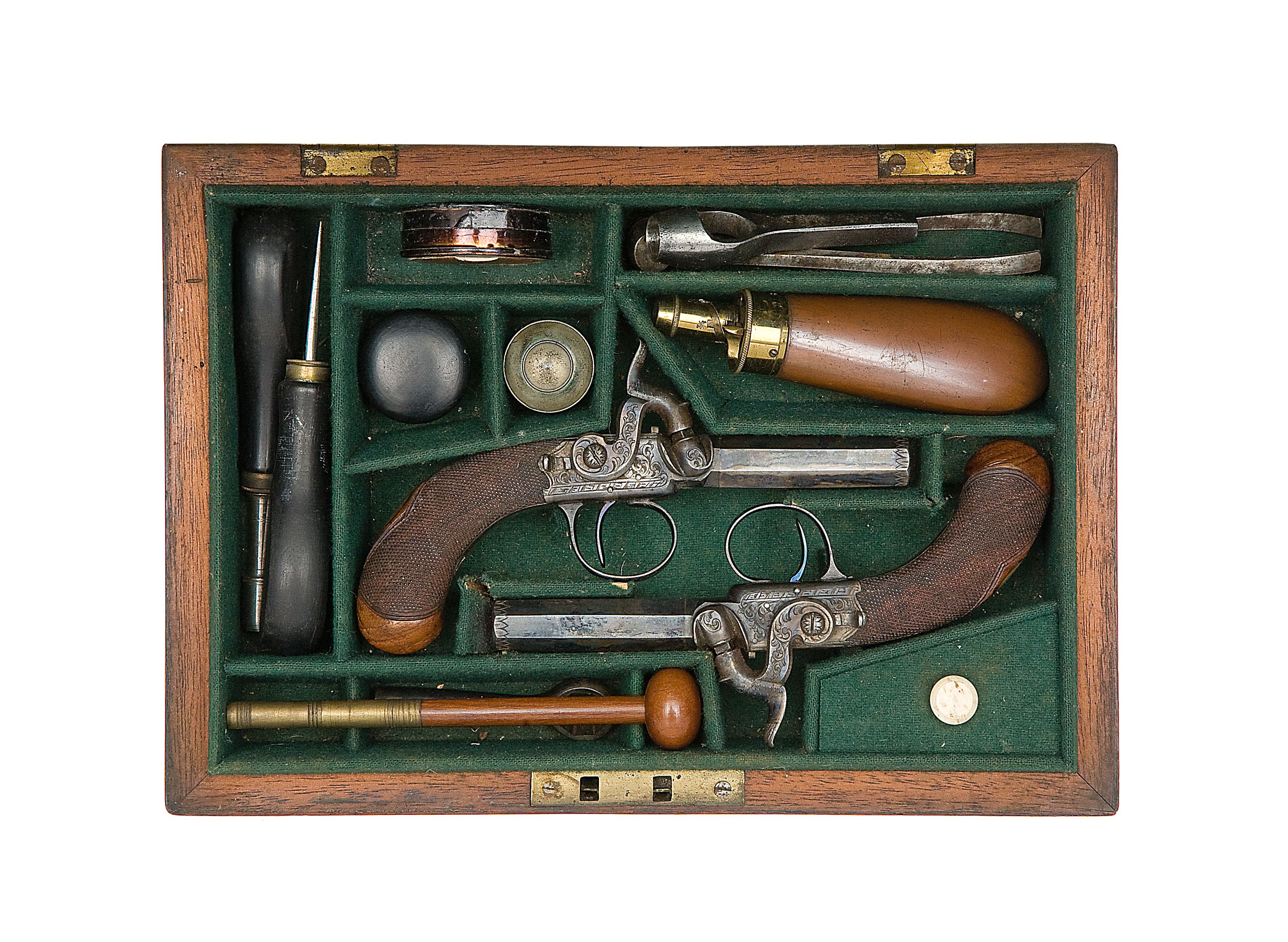 Bonhams : A Cased Pair Of Percussion Box-Lock Pocket Pistols Of Small Bore