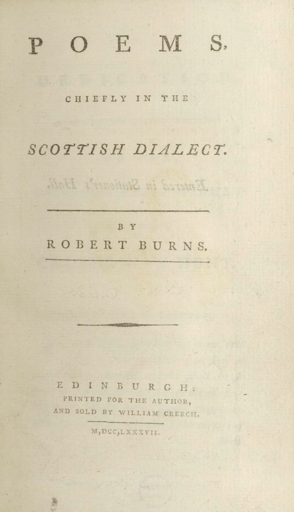 Bonhams : BURNS (ROBERT) Poems chiefly in the Scottish Dialect ...