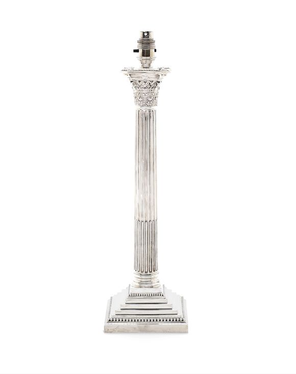 Bonhams : An Edwardian silver Corinthian column table lampstand by ...
