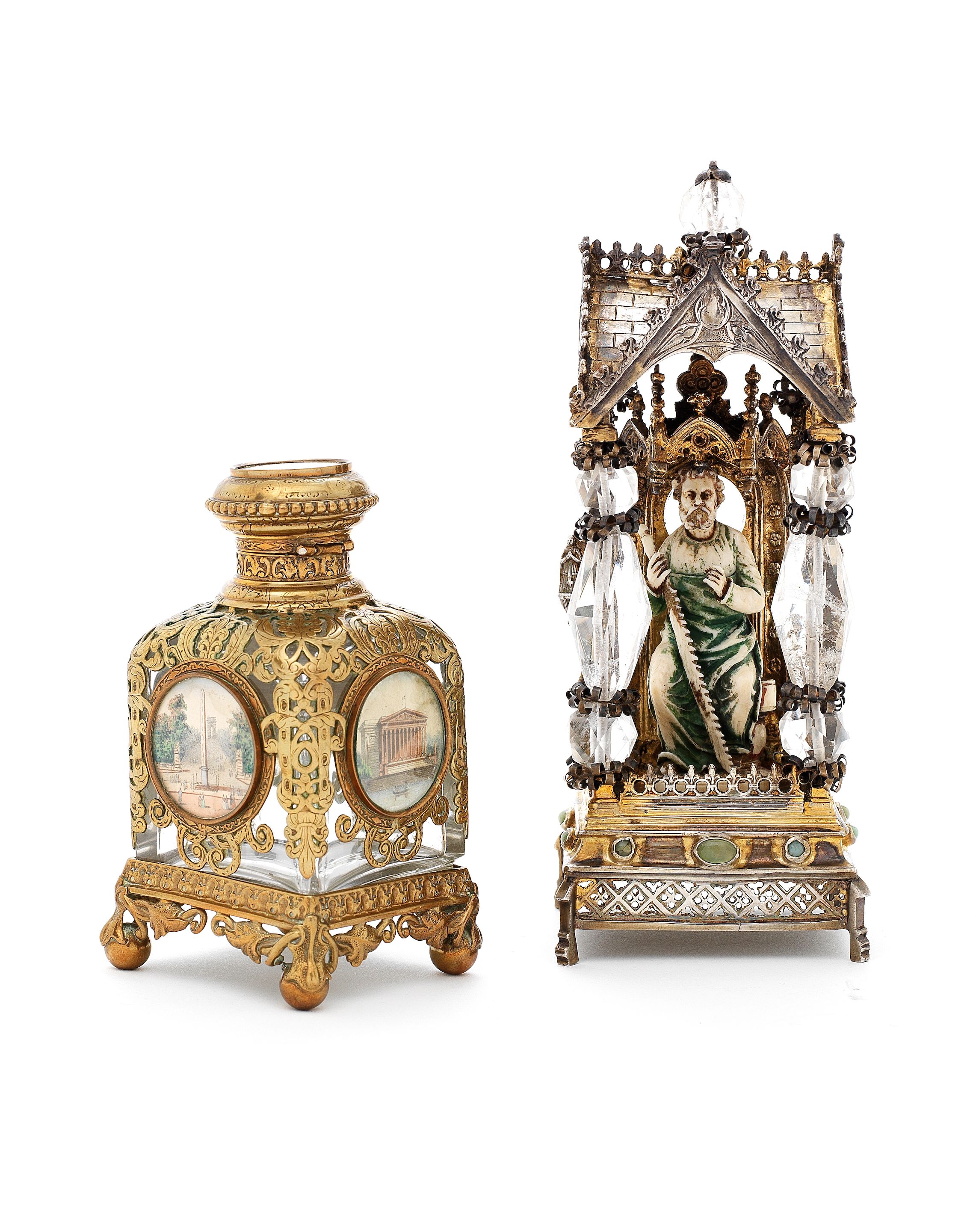Bonhams : A silver-gilt, rock crystal and ivory reliquary of Saint ...