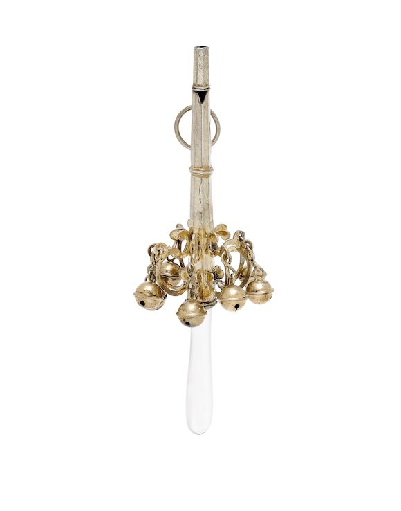 Bonhams : An 18th century French silver-gilt and rock crystal rattle ...