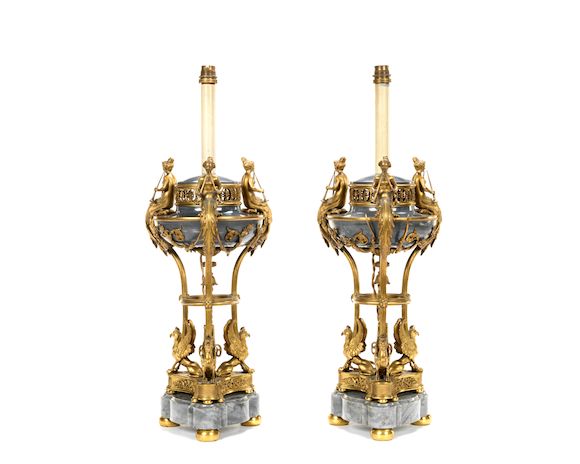 Bonhams : A pair of early 20th century French gilt bronze mounted grey ...