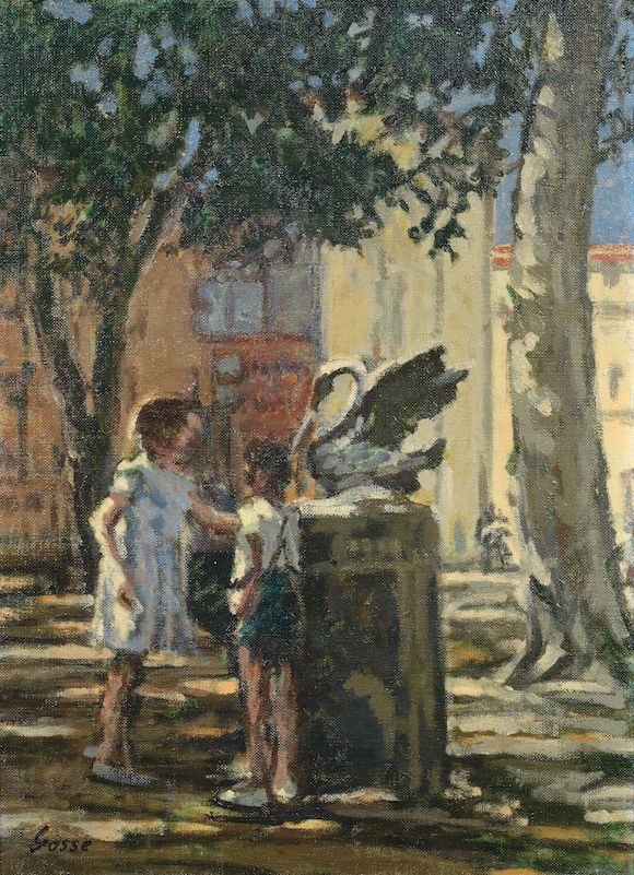 Bonhams : Sylvia Gosse (British, 1881-1968) Two children at a drinking ...