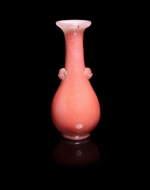 Bonhams : A small pink glass bottle vase Incised Daoguang four ...
