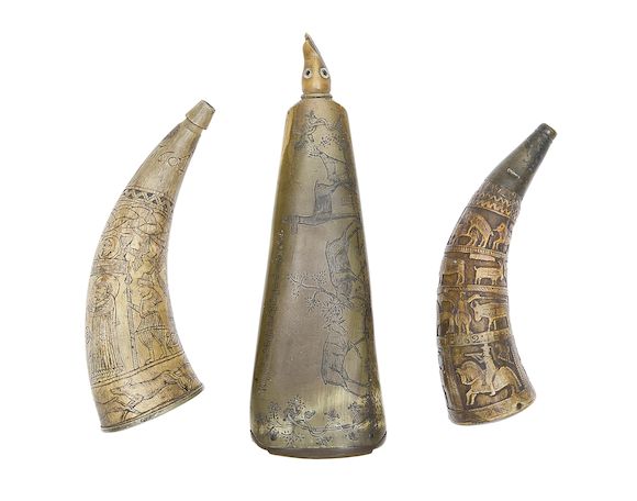 Bonhams : An Amusing German Horn Powder-Flask