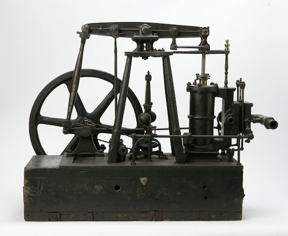 Bonhams : A SMALL, FULL-SIZED BEAM ENGINE, with four pillars and single ...
