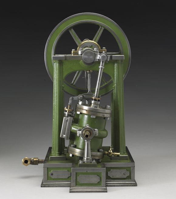 Bonhams : A MODEL TWIN CYLINDER VERTICAL ENGINE,