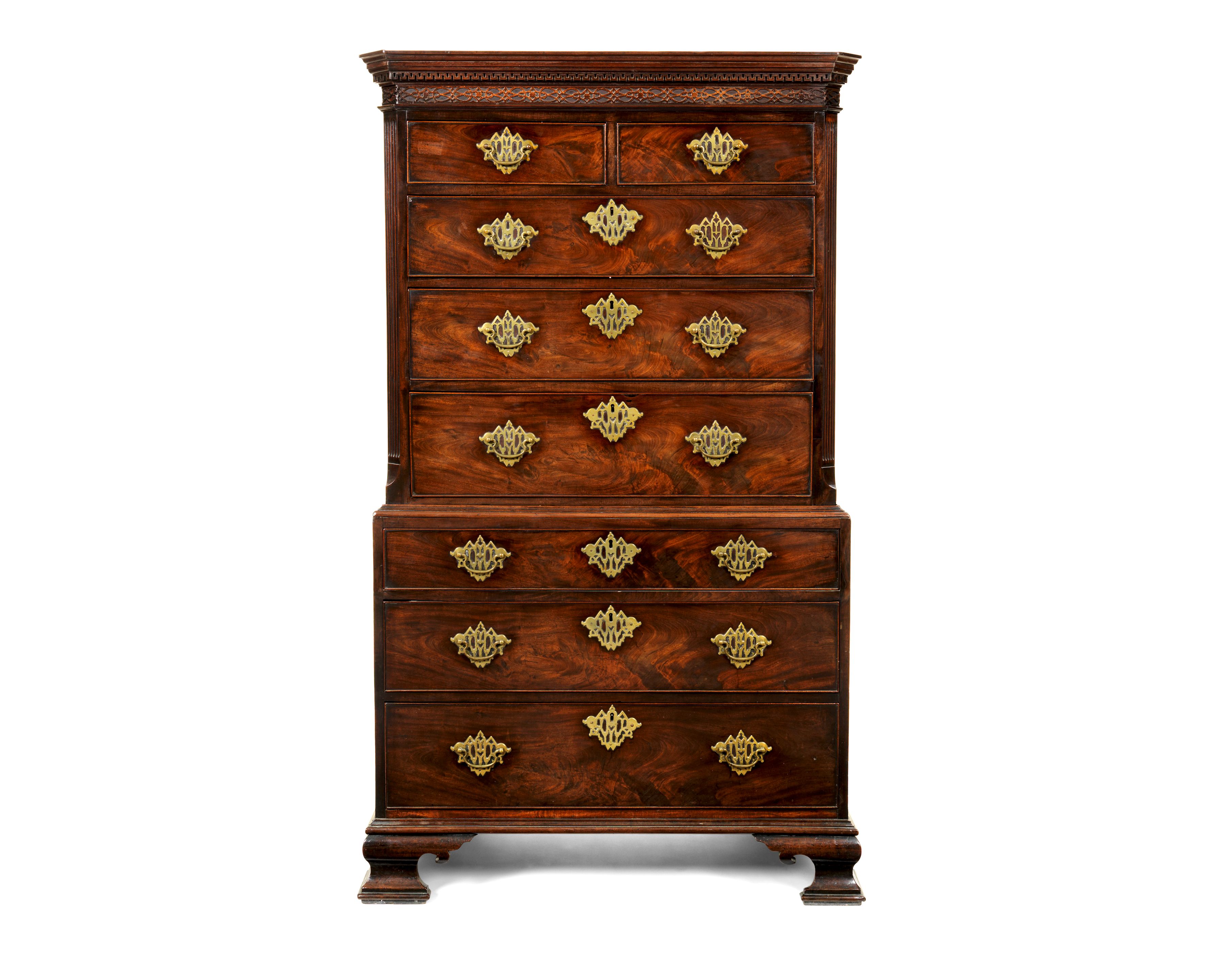 Bonhams : A late George II mahogany chest-on-chest