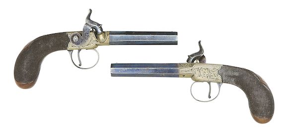 Bonhams : A Cased Pair Of 54-Bore Percussion Box-Lock Presentation ...