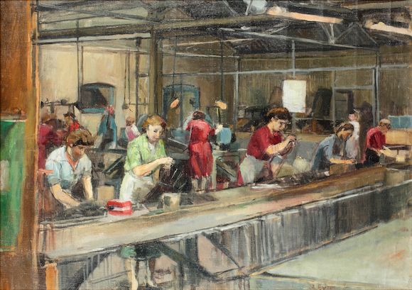 Bonhams : Anthony Eyton RA (British, born 1923) Workers in a factory