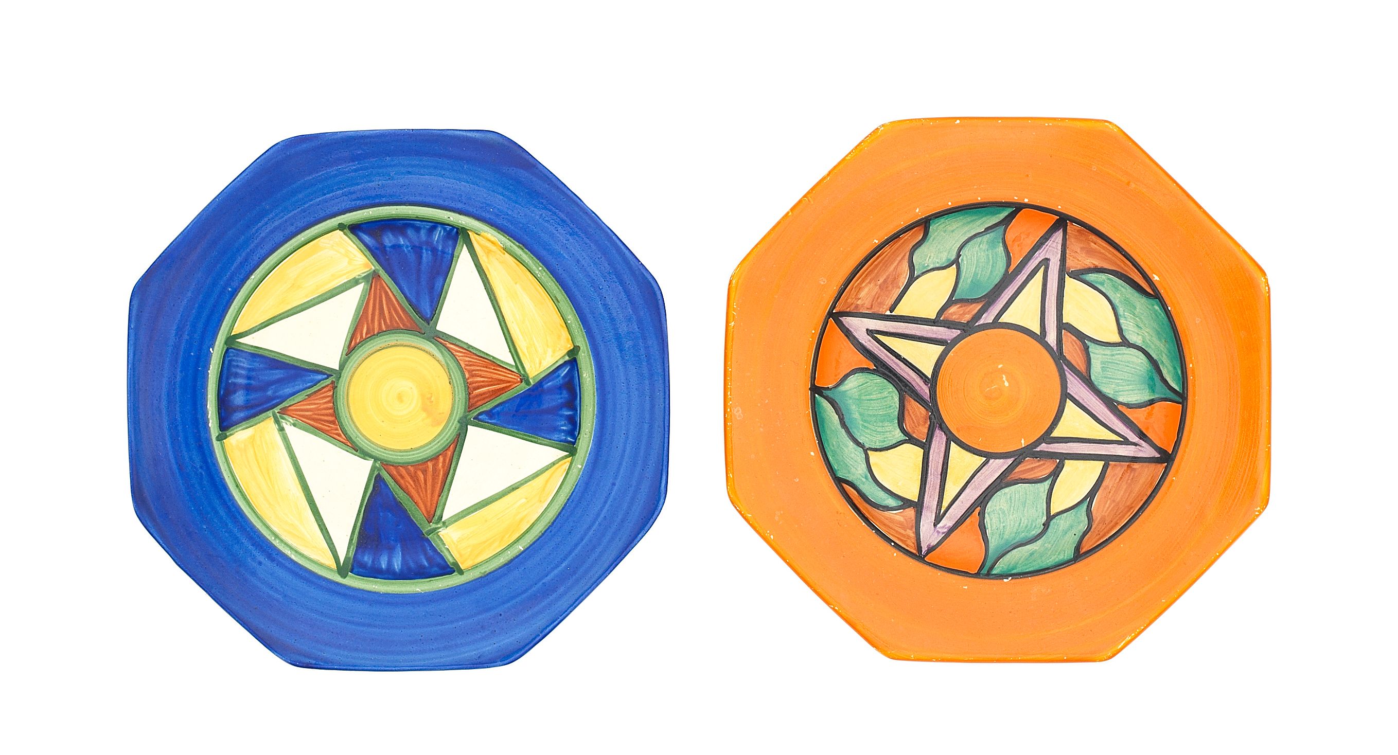 Bonhams : Clarice Cliff Seven Bizarre Plates, circa 1930