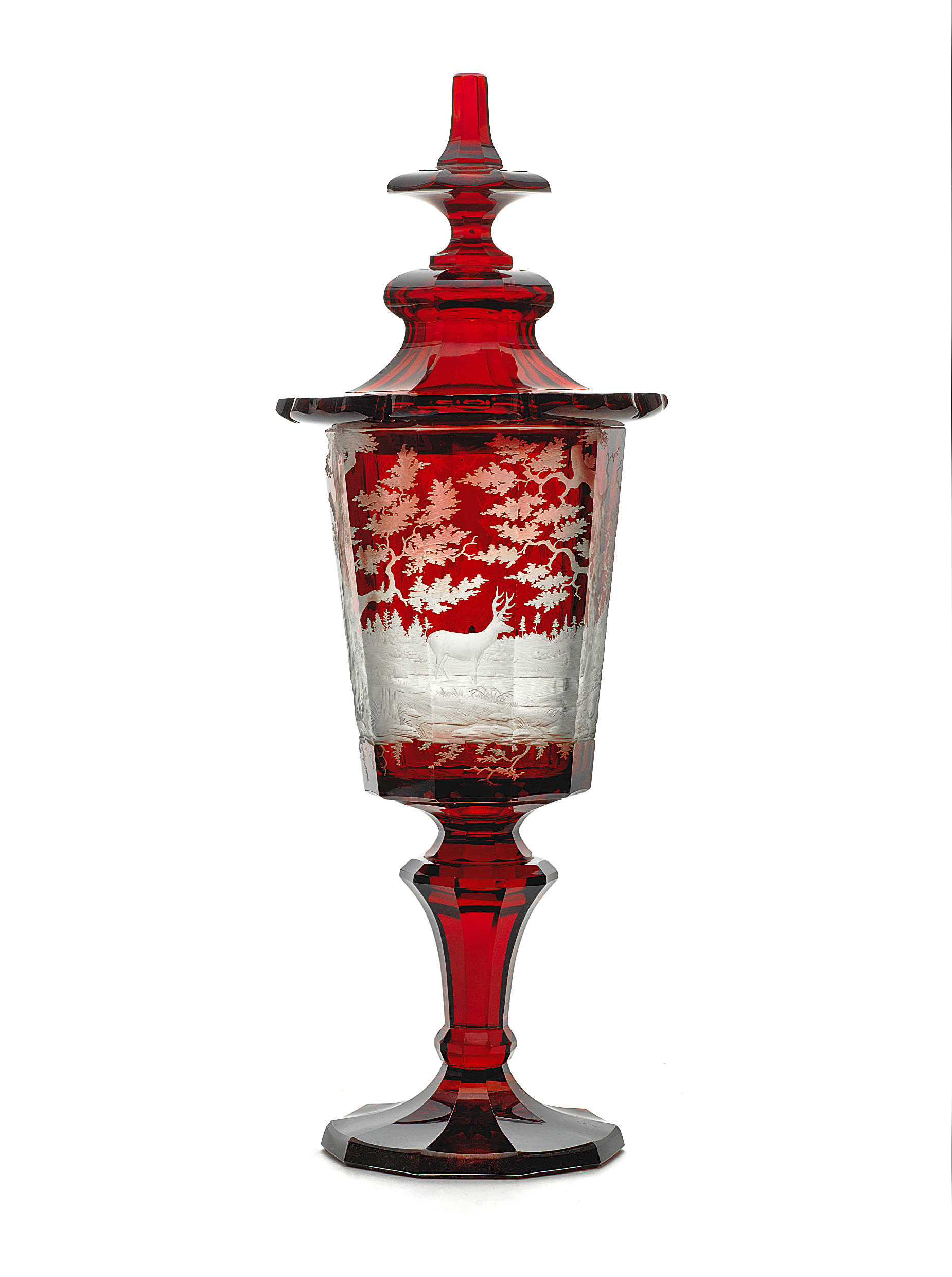 Bonhams A Large Bohemian Ruby Stained Goblet And Cover Circa 1840 50