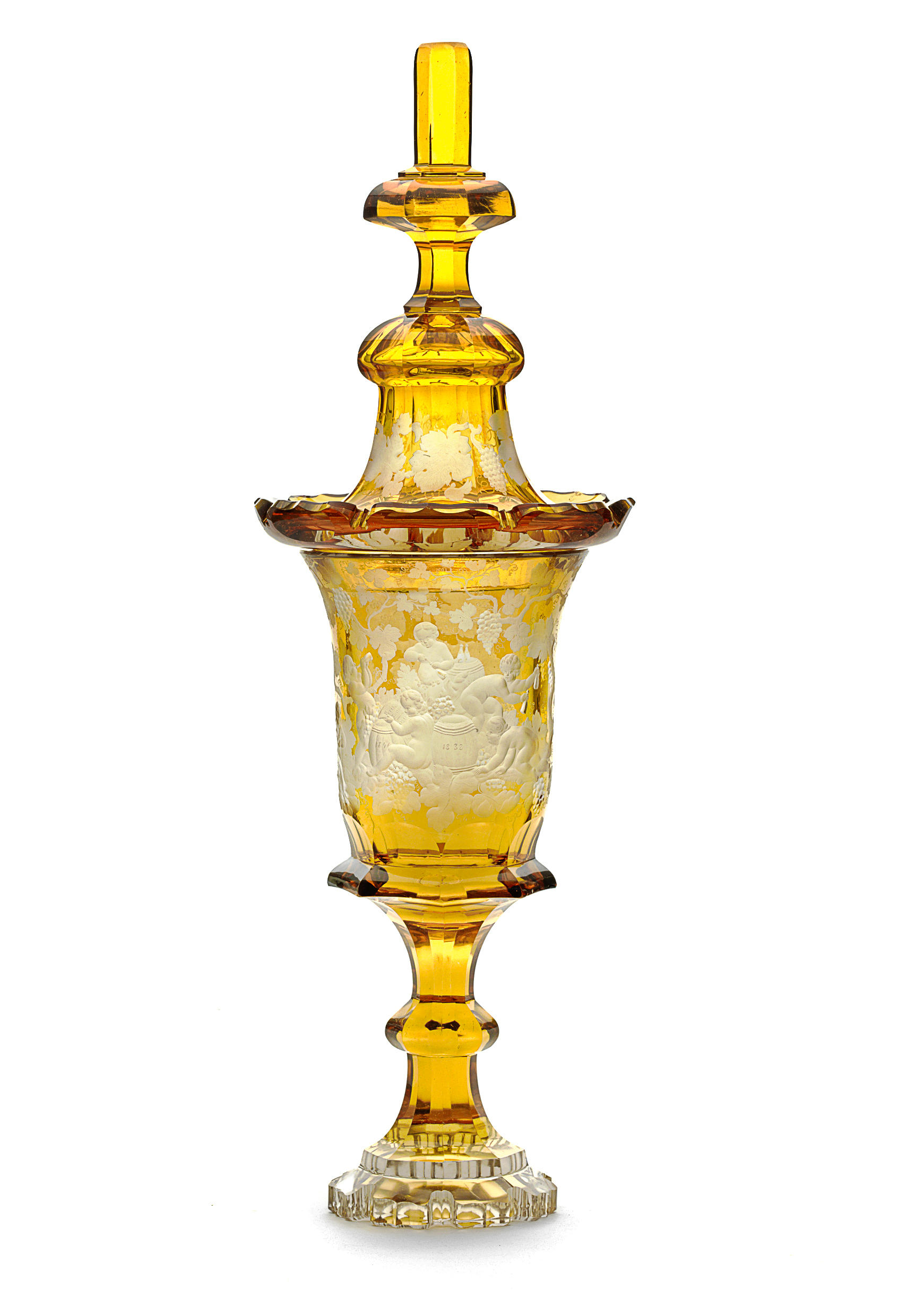 Bonhams A Large Bohemian Amber Stained Goblet And Cover Circa 1855 60