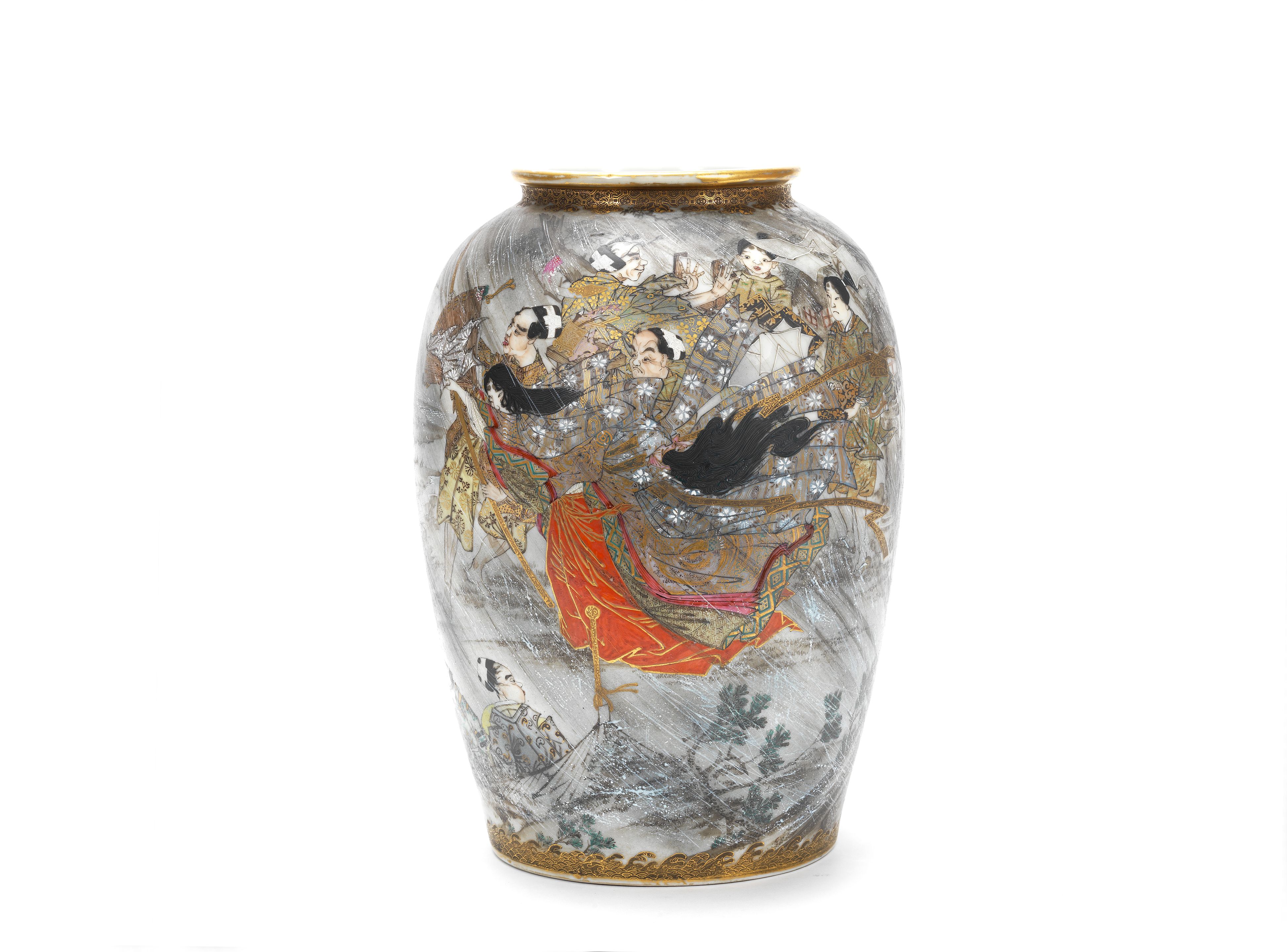 Bonhams : A Seto porcelain baluster vase By Kato Shigeju II and painted ...