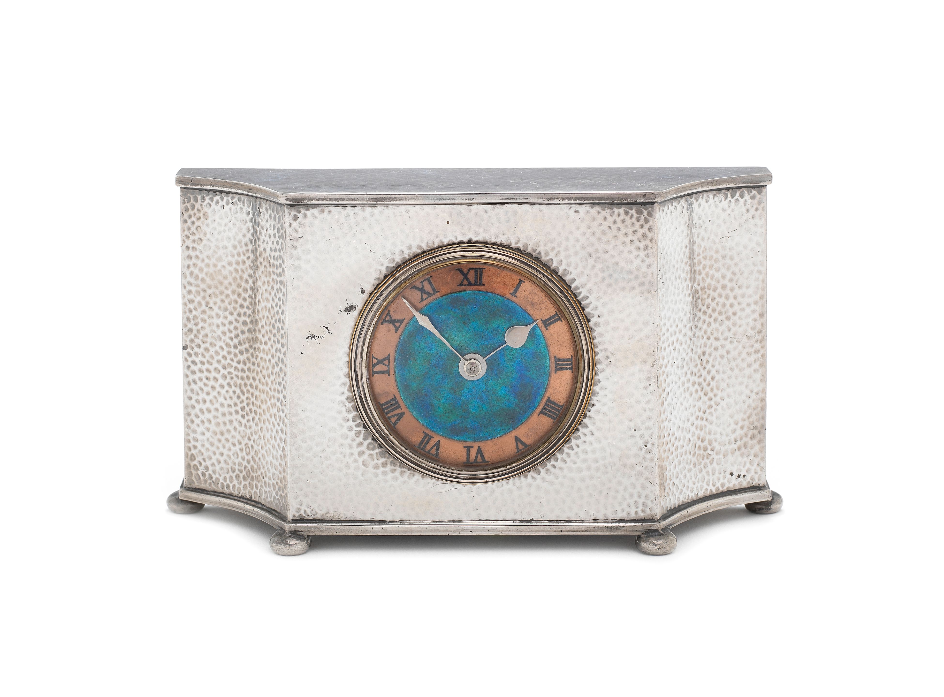 Bonhams : Liberty & Co. A Tudric Pewter and Enamel Mantel Clock, circa 1910