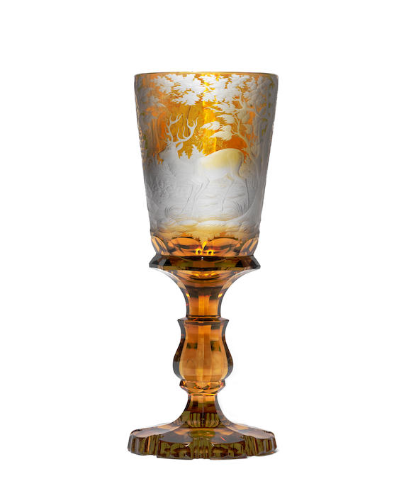 Bonhams A Bohemian Amber Stained Goblet Circa 1840 60