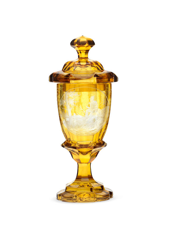 Bonhams A Bohemian Amber Stained Goblet And Cover Circa 1850 60