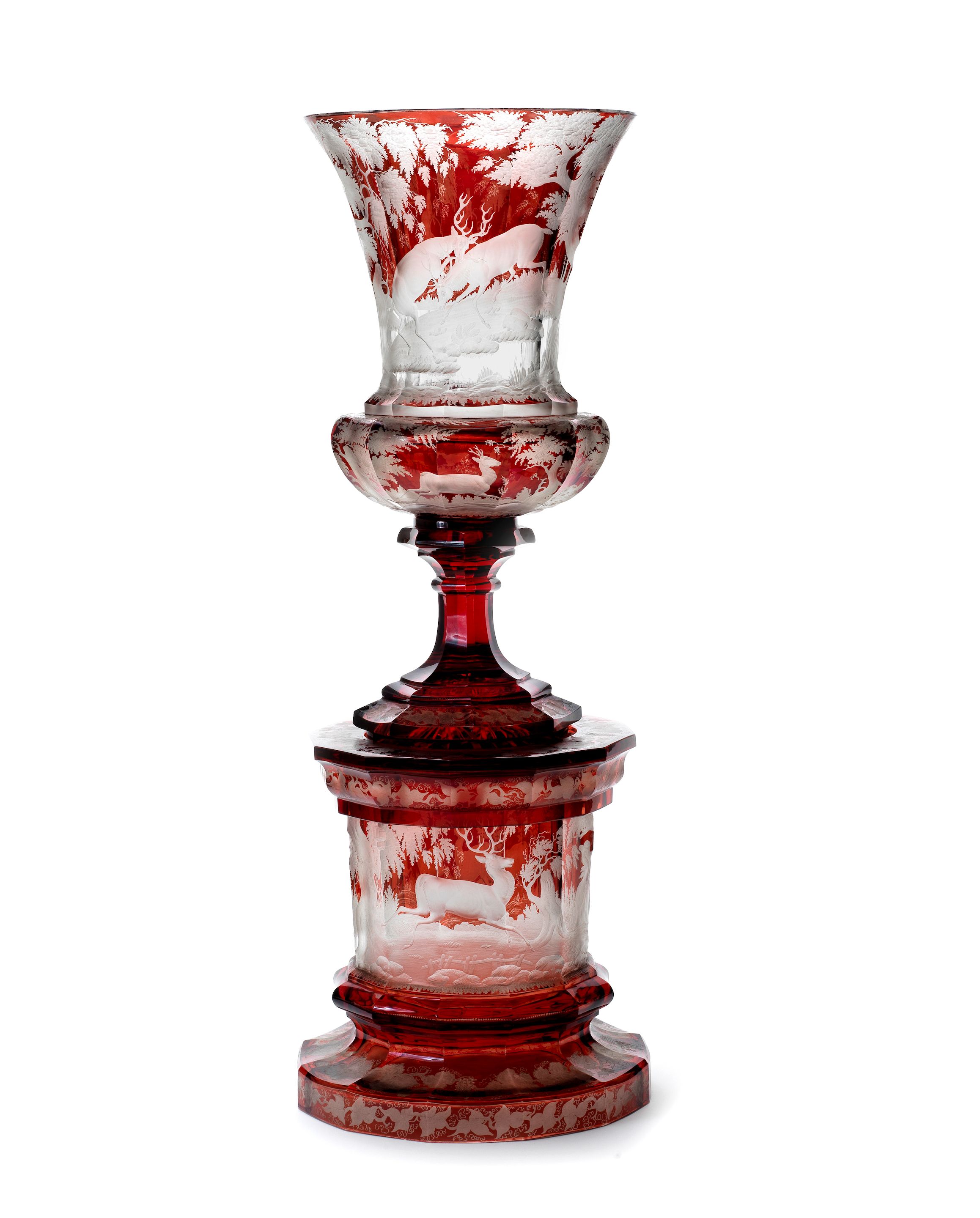 Bonhams : An important Bohemian ruby stained Exhibition vase and ...