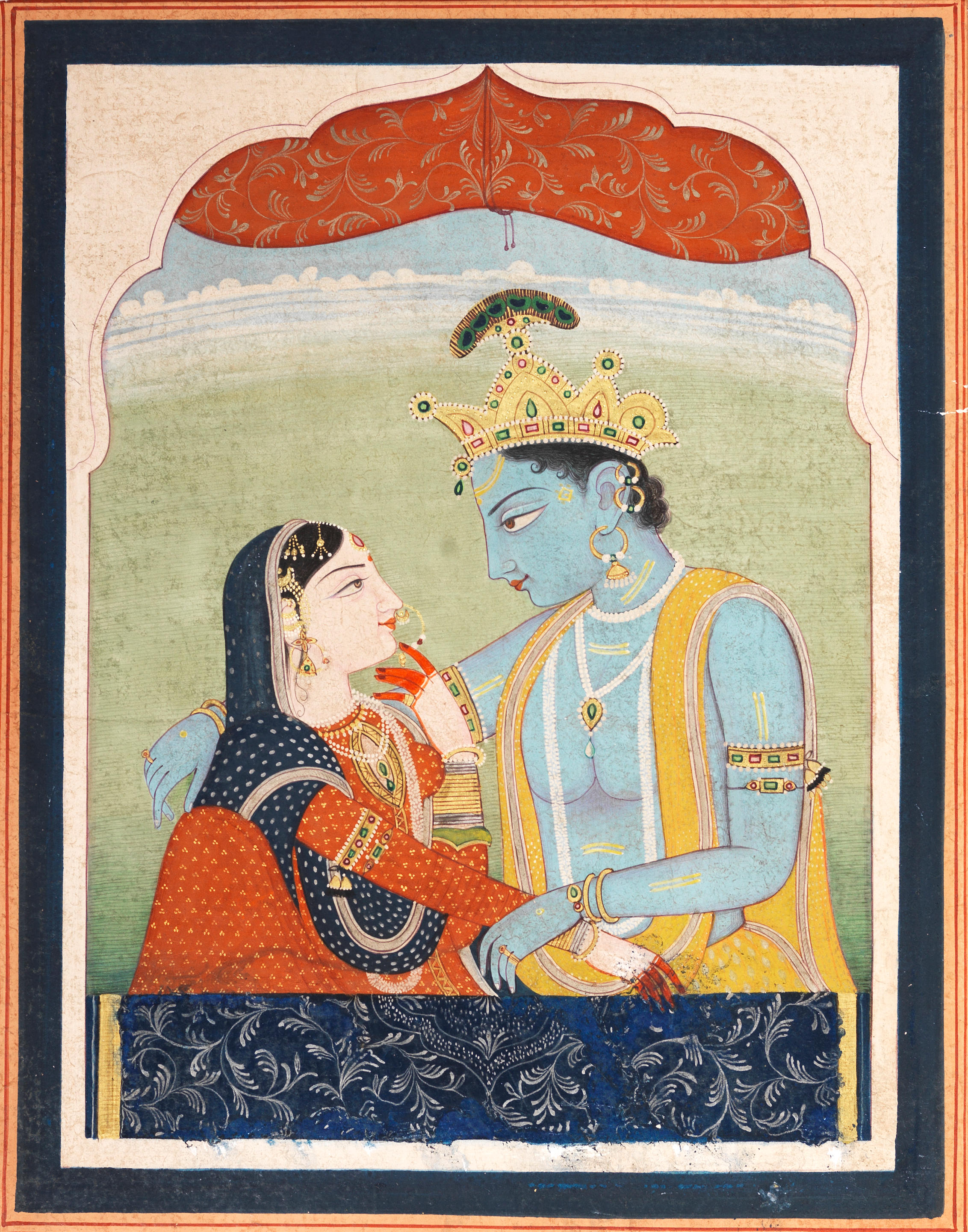 Bonhams Radha And Krishna At A Balcony Window Kangra Early 19th Century