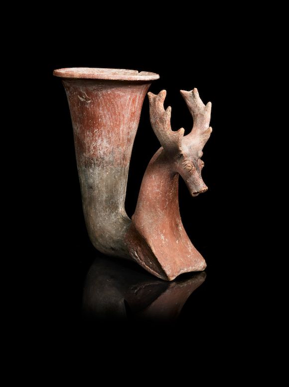 Bonhams : A Persian terracotta stag rhyton