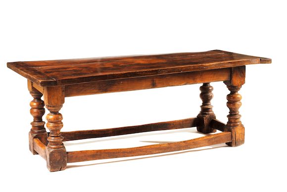 Bonhams : An oak triple plank top refectory table