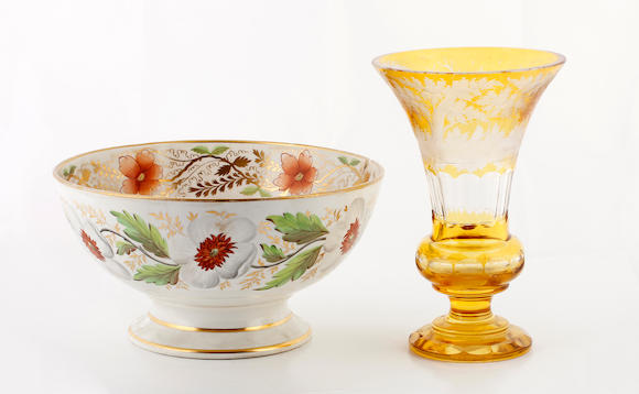Bonhams A Bohemian Yellow Flashed Glass Vase
