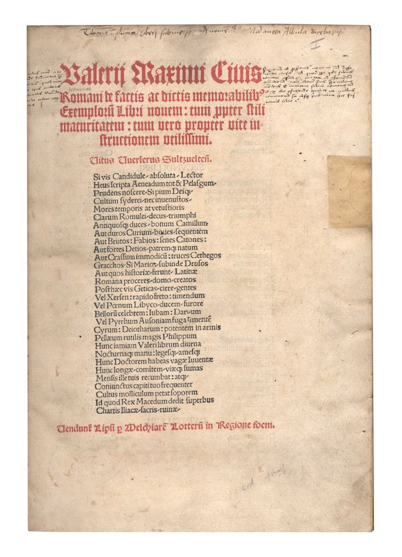 Bonhams : VALERIUS MAXIMUS (GAIUS) De factis ac dictis memorabilib[us ...