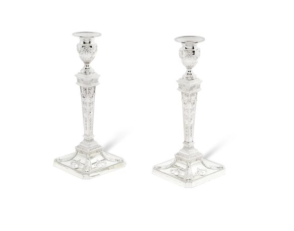 Bonhams : A pair of Victorian silver candlesticks by William Hutton ...