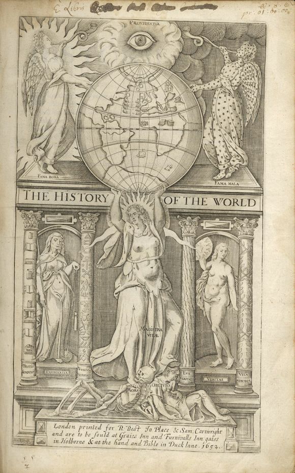 Bonhams : RALEIGH (WALTER) The Historie of The World in Five Bookes, R ...