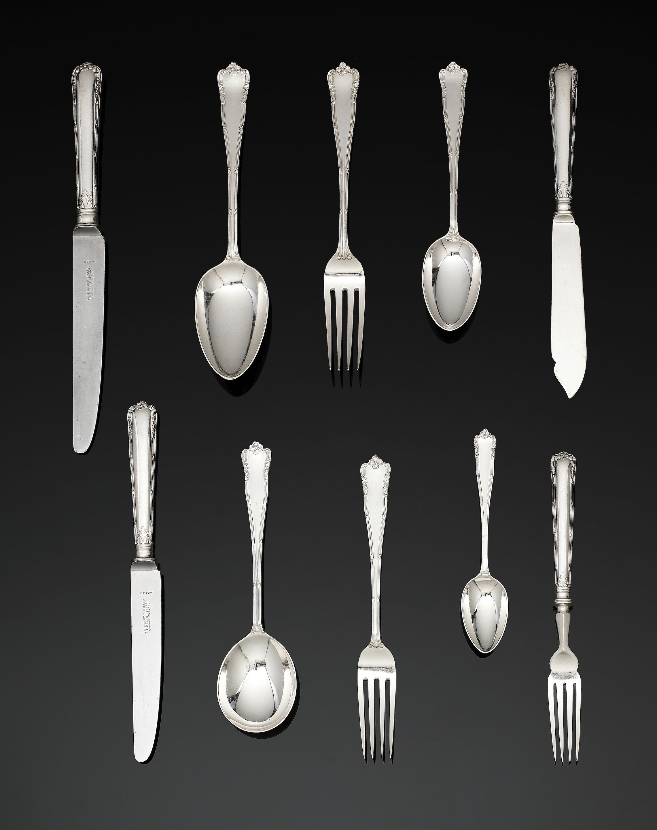 Bonhams : A silver Marie pattern table service of flatware and cutlery ...