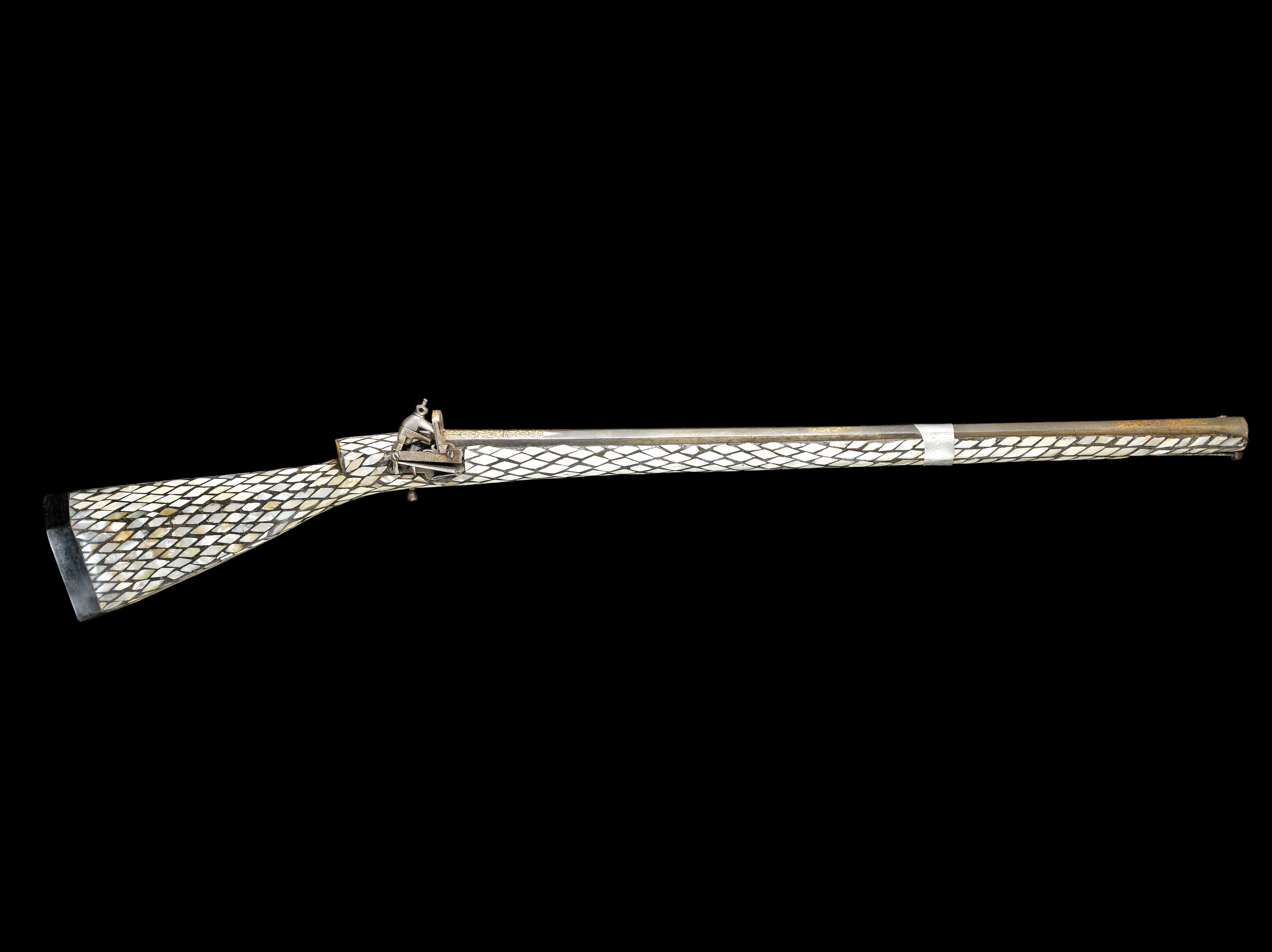 Bonhams : An Ottoman mother-of-pearl inlaid miquelet flintlock Rifle ...