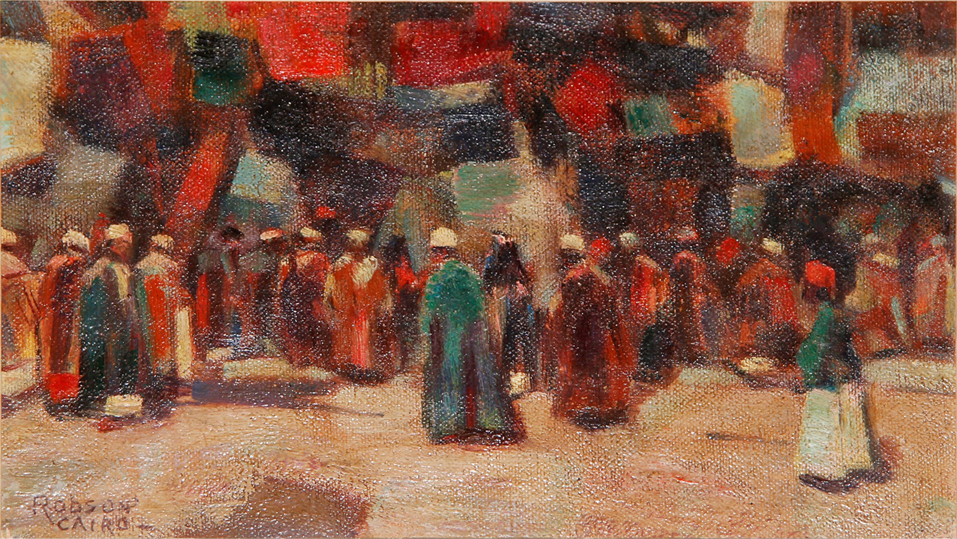 Bonhams : William Robson (British, 1868-1952) In the carpet bazaar, Cairo