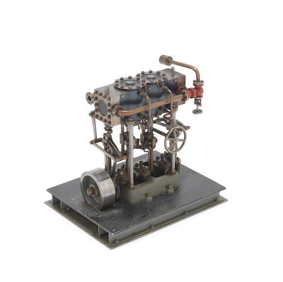 Bonhams : A model twin cylinder five pillar reversing launch engine ...