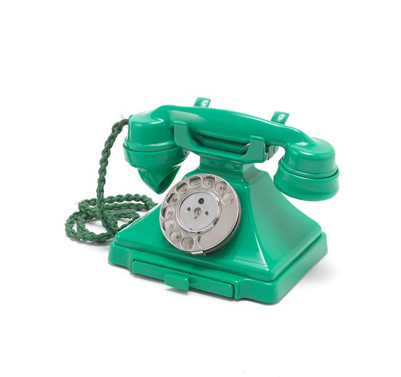 Bonhams : A 232F green bakelite telephone,